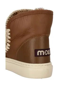 Mou Sewing Detail Round Head Short Boots