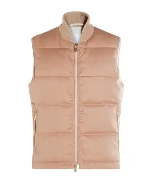 Eleventy Quilted Zipped Gilet - Nude