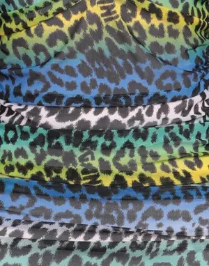 GANNI Leopard Print Mesh Cut-out Dress