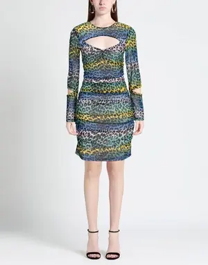 GANNI Leopard Print Mesh Cut-out Dress