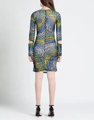 GANNI Leopard Print Mesh Cut-out Dress