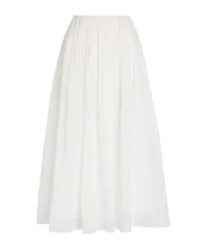 Brunello Cucinelli Gathered Cotton Midi Skirt