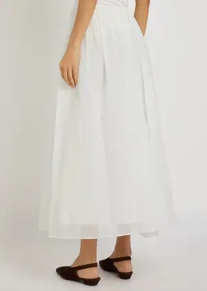 Brunello Cucinelli Gathered Cotton Midi Skirt