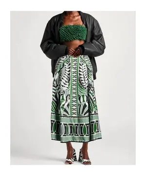 Farm Rio Printed Midi Skirt With Flared Hem