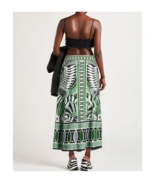 Farm Rio Printed Midi Skirt With Flared Hem