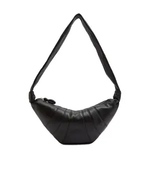 LEMAIRE Croissant Medium Grained Leather Shoulder Bag - Black