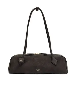 Alaïa Le Teckel Medium Suede Shoulder Bag - Black