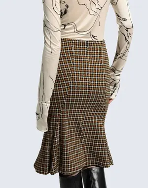 Marni Houndstooth Flared Skirt