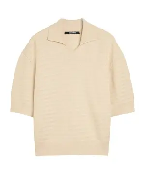 Jacquemus Le Polo Maille Striped Cotton-blend Polo Shirt - Nude