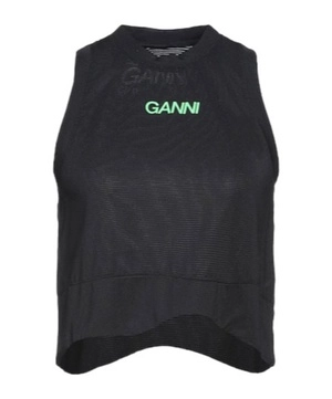 GANNI Sleeveless Cropped Jersey Top With Crewneck
