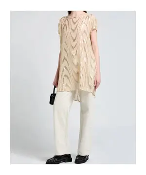 GANNI Short Sleeve Two-tone Metallic Dress