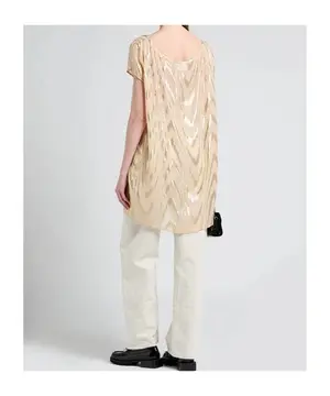 GANNI Short Sleeve Two-tone Metallic Dress