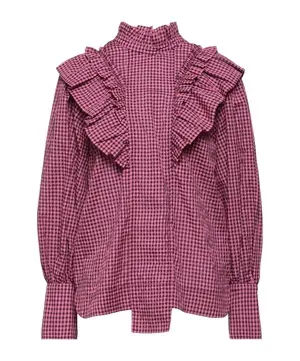GANNI Ganni Plaid Long-Sleeved Cover-Up