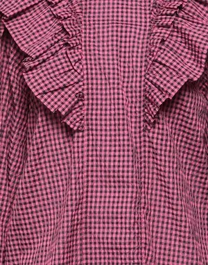 GANNI Plaid Long-sleeved Cover-up