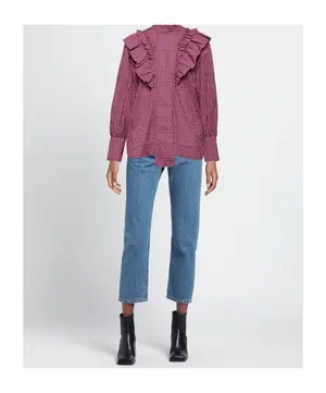 GANNI Plaid Long-sleeved Cover-up