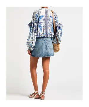 Farm Rio Long-sleeved Tie Neck Printed Blouse