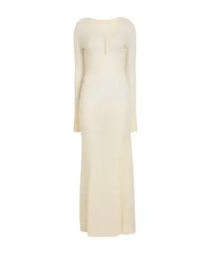 Jacquemus V-neck Long Sleeve Maxi Dress With Side Slit - Ivory