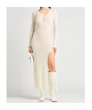 Jacquemus V-neck Long Sleeve Maxi Dress With Side Slit
