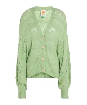 Farm Rio Solid Color Knit Cardigan - Green