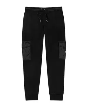 Moncler Cotton-blend Cargo Sweatpants With Appliqué Logo - Black