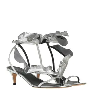 Isabel Marant Étoile Silver Round-toe Leather Sandals