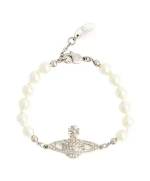 VIVIENNE WESTWOOD Mini Bas Relief Faux Pearl Bracelet - White