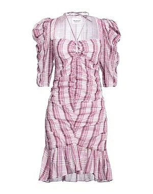 Isabel Marant Étoile Gathered Tartan Square Neck Dress
