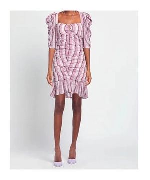 Isabel Marant Étoile Gathered Tartan Square Neck Dress