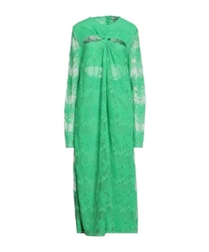 GANNI Lace Long Sleeve Maxi Dress With Front Slit - Green