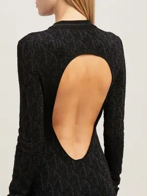 Palm Angels Long Sleeve Monogram Jacquard Maxi Dress