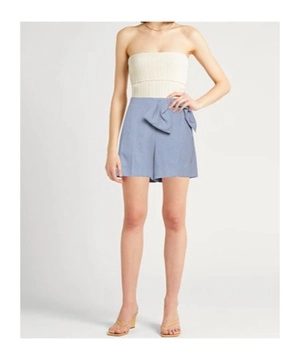 Chloé Bow Detail High Waisted Shorts - Blue