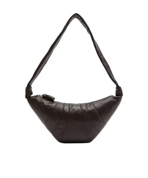LEMAIRE Croissant Medium Grained Leather Shoulder Bag - Black