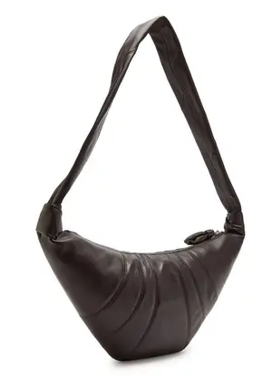 LEMAIRE Croissant Medium Grained Leather Shoulder Bag - Black
