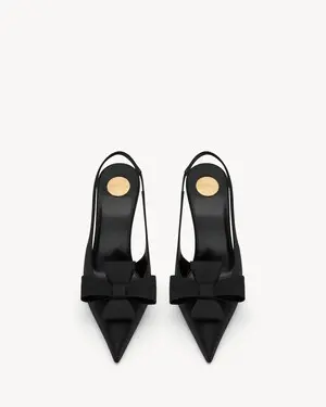 Saint Laurent Tea Slingback Pumps In Satin With Bow Embellishment