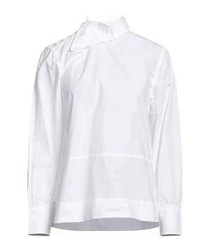 GANNI Long Sleeve Turtleneck Poplin Top - White