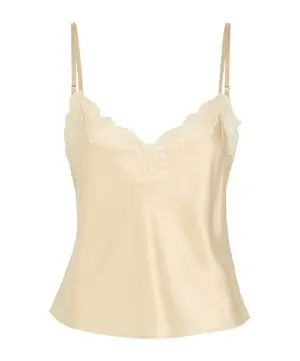 REFORMATION V-neck Silk Slip Top With Lace Trim
