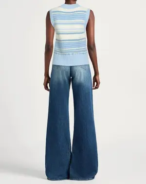GANNI Sleeveless V-neck Striped Knit Jumper