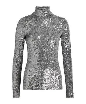 Rabanne Sequin-embellished Mesh Top - Gray