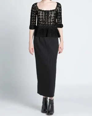 GANNI Crochet Square Neck Peplum Jumper