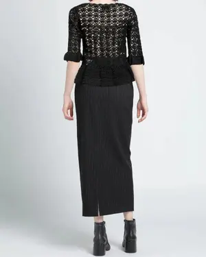 GANNI Crochet Square Neck Peplum Jumper
