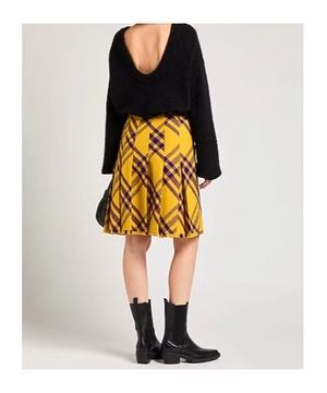 Burberry Plaid Wool Wrap Mini Skirt