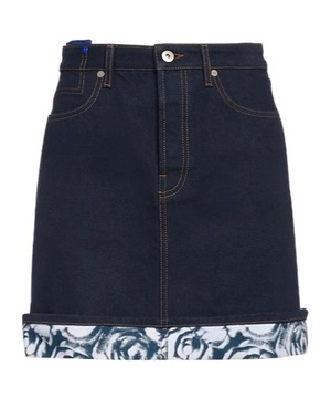 Burberry Dark Wash Denim Pencil Skirt With Logo Detail