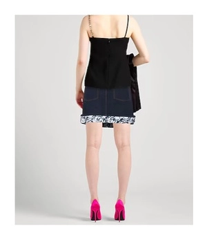 Burberry Dark Wash Denim Pencil Skirt With Logo Detail