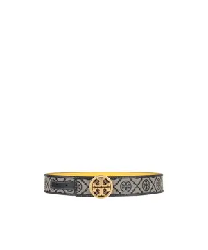 Tory Burch Woven Leather Belt With Logo Buckle - Black