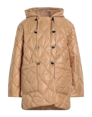 GANNI Solid Color Hooded Long-sleeve Down Coat - Nude