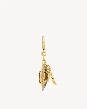 Saint Laurent Cassandre Heart Bag Charm In Enamel
