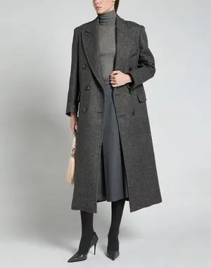 Max Mara Herringbone Tweed Long Double-breasted Coat