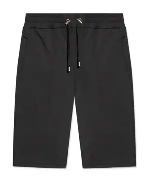 Balmain Cotton Shorts With Flocked Logo - Green