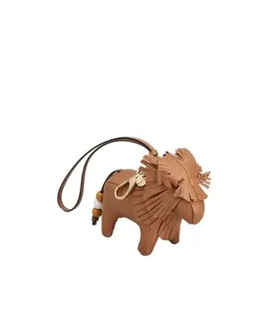 TOD'S Lion Pendant Charm In Calfskin Leather - Brown