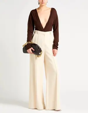 Saint Laurent Long-sleeved V-neck Bodysuit - Brown